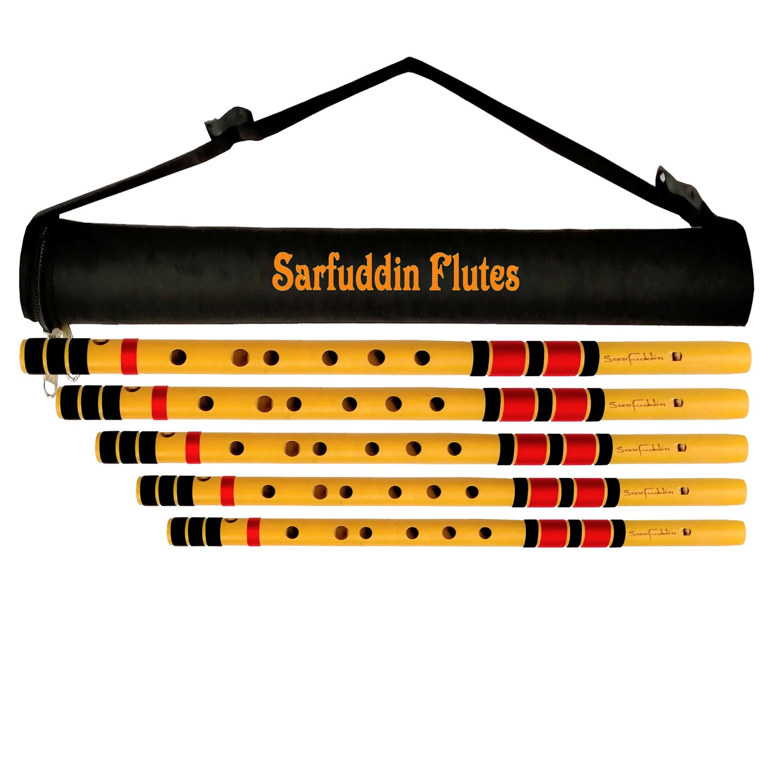 Sarfuddin Flutes 5 Straight Bansuri Combo Set Medium Scale- ( C, C#, D ...