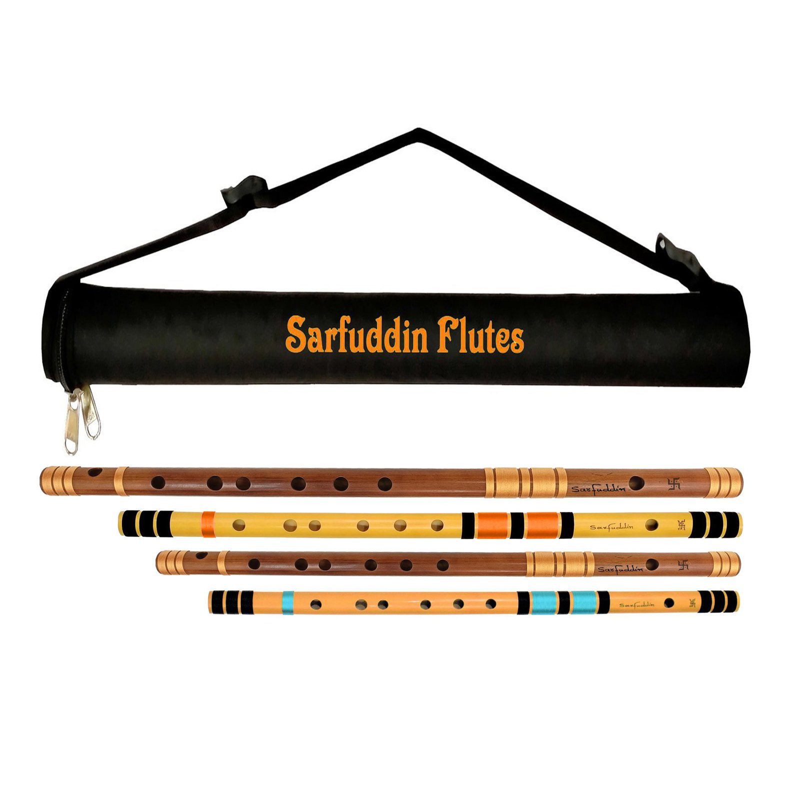 Sarfuddin Flutes 4 Bansuri Combo Set (E,G,D Natural Medium & C Natural ...